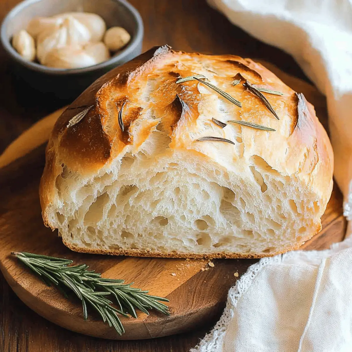 Irresistibly Easy No-Knead Roasted Garlic Rosemary Bread
